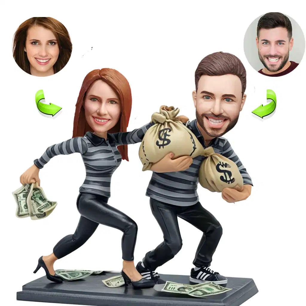 Funny Money-Loving Couple Bobblehead - Personalized – happybobbles